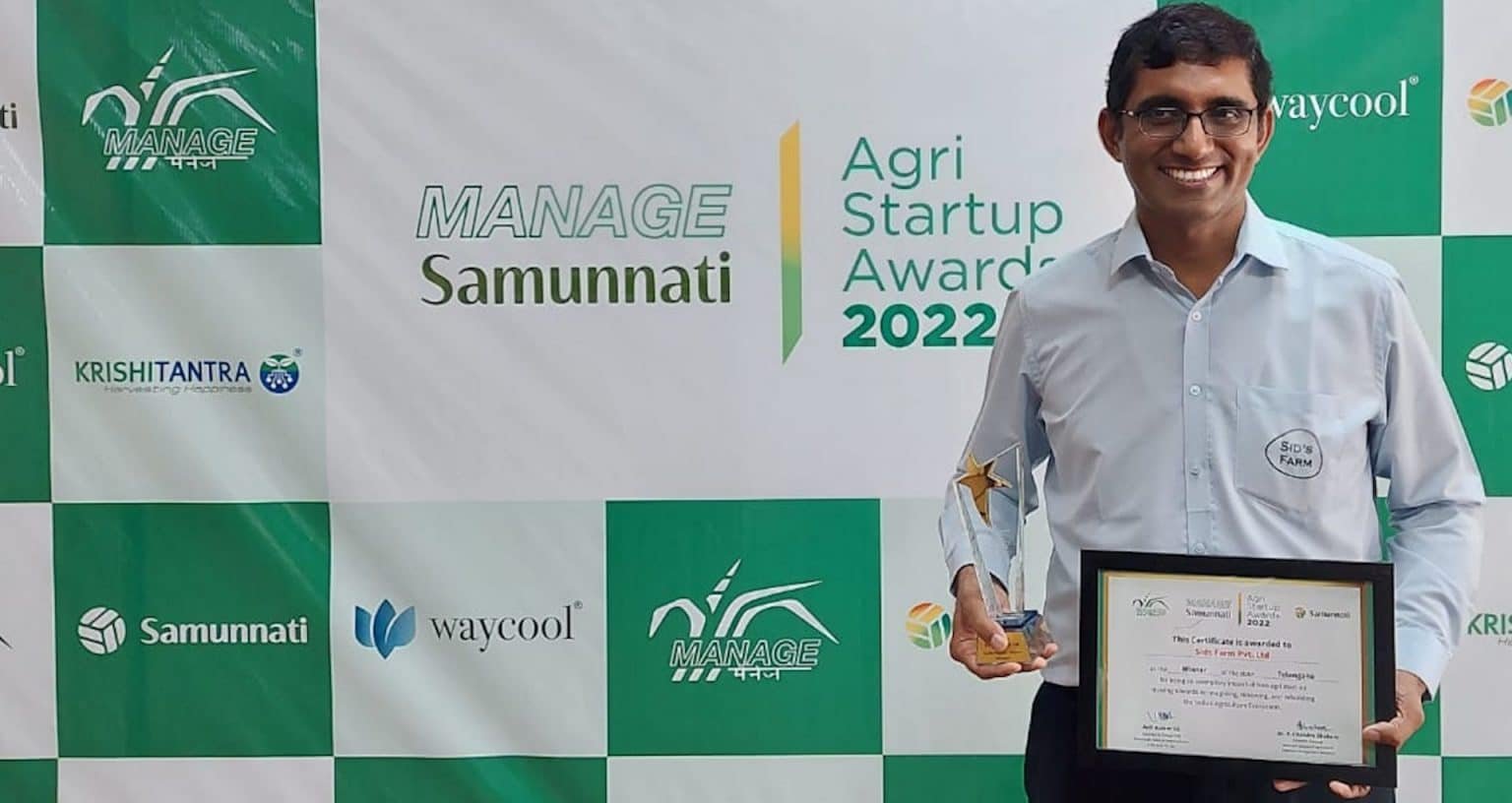 Sid’s Farm Honoured as ‘Best Agri Startup of Telangana’
