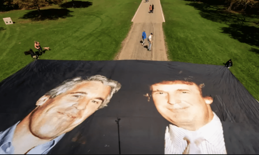 Giant Trump–Epstein Banner Unfurled Outside Windsor Castle Ahead of UK ...