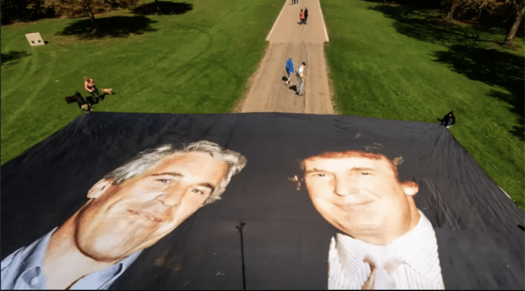 Giant Trump–Epstein Banner Unfurled Outside Windsor Castle Ahead of UK ...